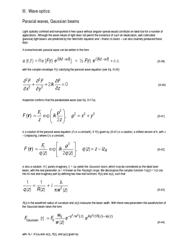 Paraxial Wave Equation | Optics | Waves