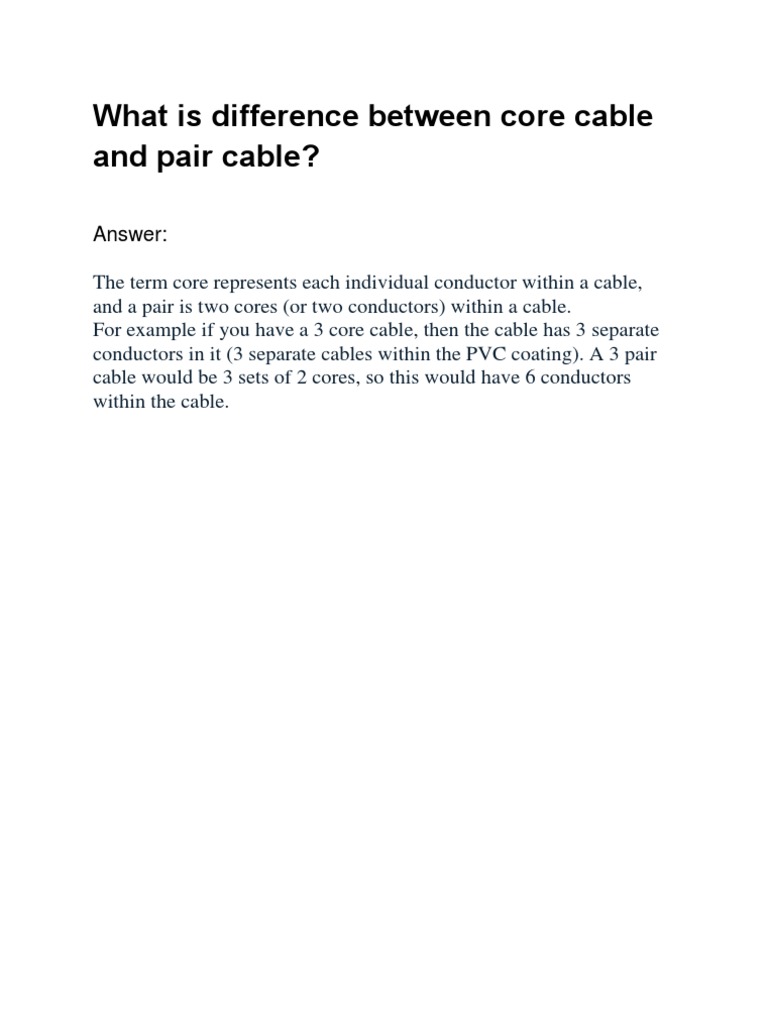 Core vs Pair Cable Explained | PDF | Technology & Engineering