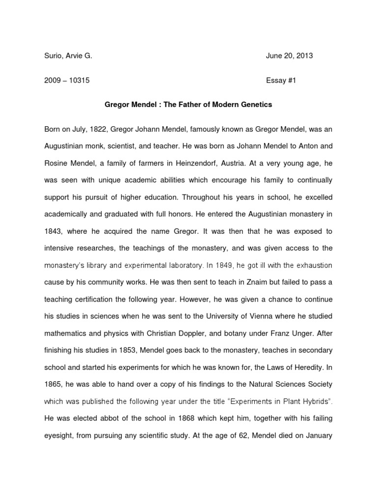 Gregor Mendel - Father of Modern Genetics | PDF