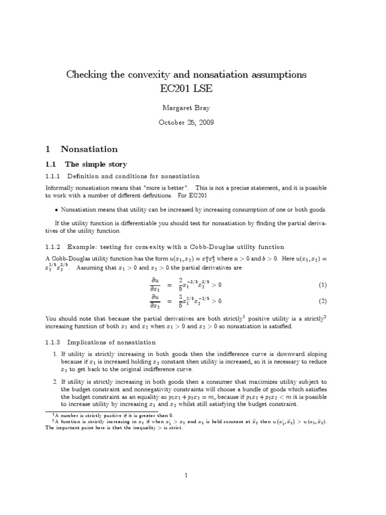 1 Convexity and Nonsatiation | PDF | Utility | Monotonic Function
