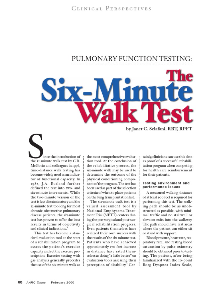 The Six Minute Walk Test | PDF | Medicine | Clinical Medicine