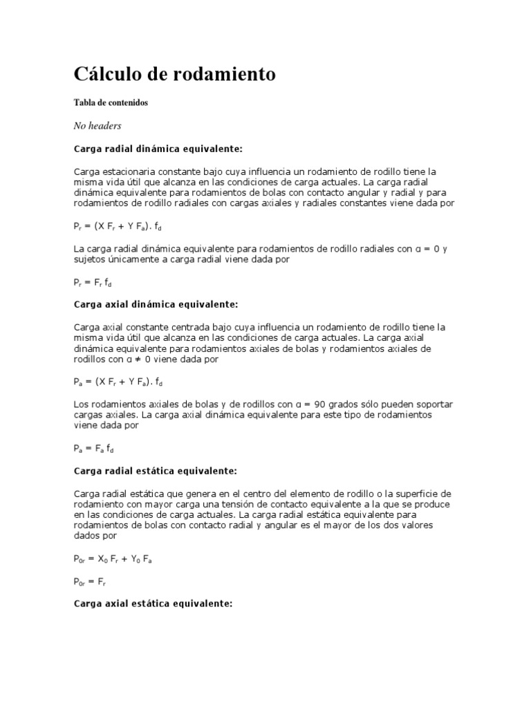 Cálculo de Rodamiento | PDF | Ingeniería de confiabilidad | Fatiga (material)