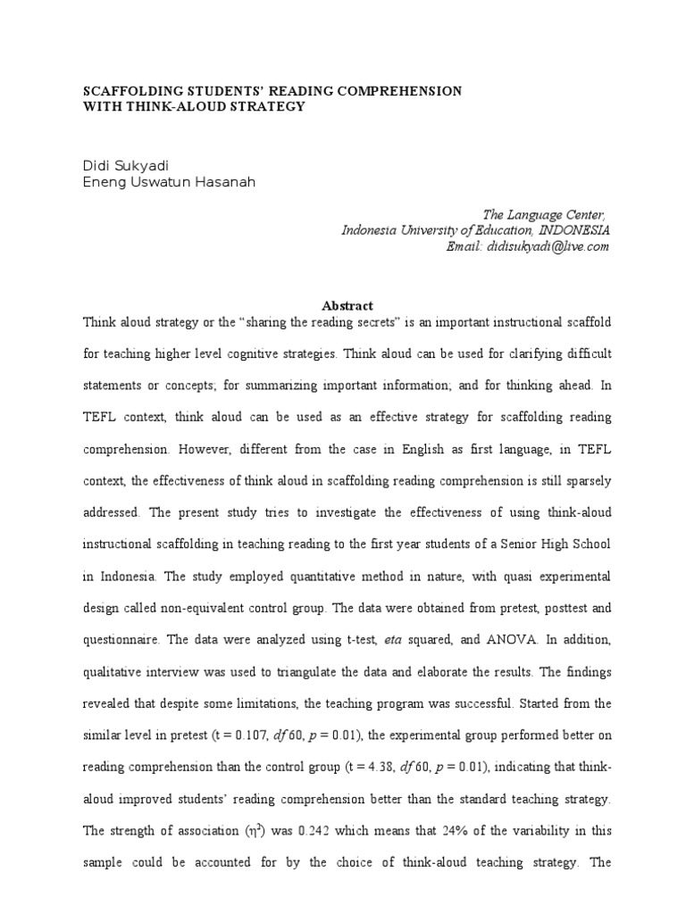 Scaffolding and Reading Comprehension | PDF | Reading Comprehension ...