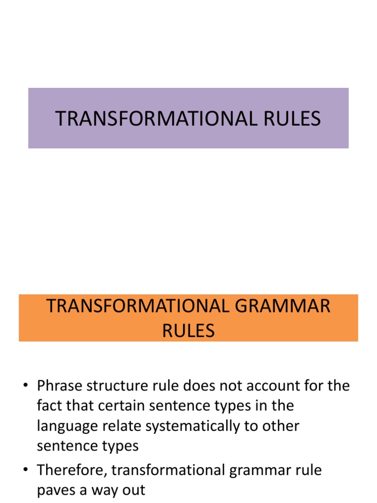 Transformational Rules | PDF | Phrase | Semantics