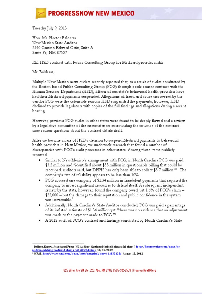 PCG OSA Letter | Audit | Medicaid | Free 30-day Trial | Scribd