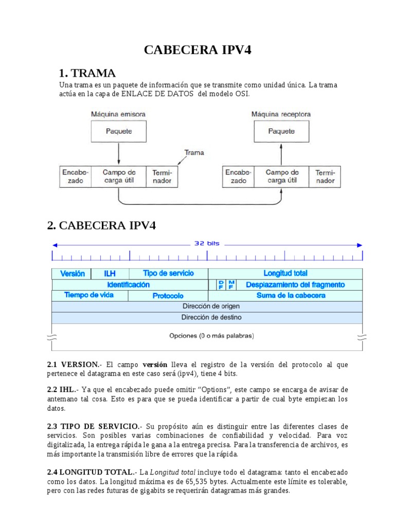 Cabecera Ipv4 | Descargar gratis PDF | Dirección IP | Enrutador ...