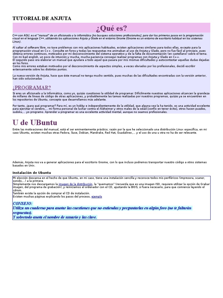 Tutorial de Anjuta | PDF | C ++ | Lenguaje de programación