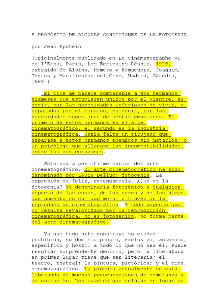 A Propósito de Algunas Condiciones de La Fotogenia | PDF | Espacio ...