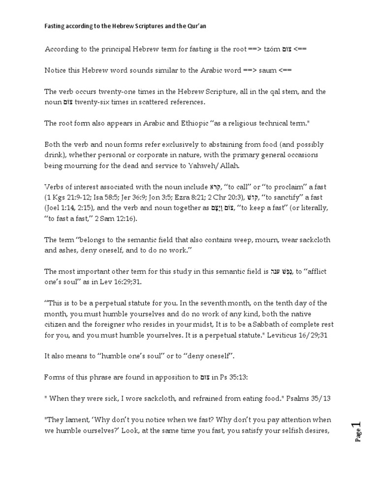 Hebrew and Qur'anic Fasting Insights | PDF | Passover | Fasting