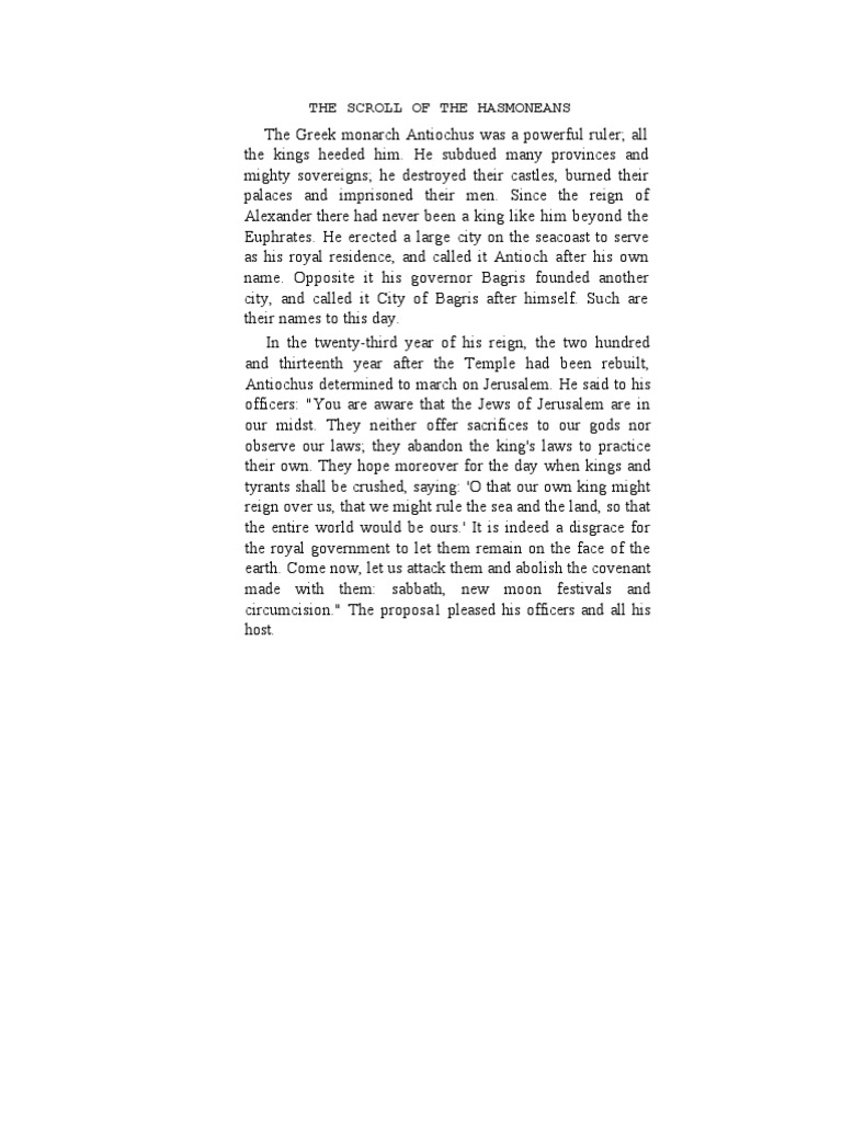 The Scroll of the Hasmoneans | Hasmonean Dynasty | Jewish Law And Rituals