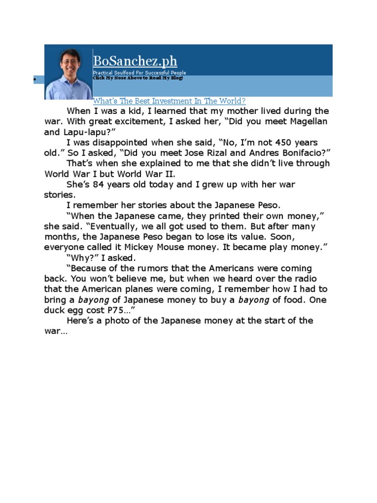 Best Investment Bo Sanchez | PDF | Heaven | Wisdom