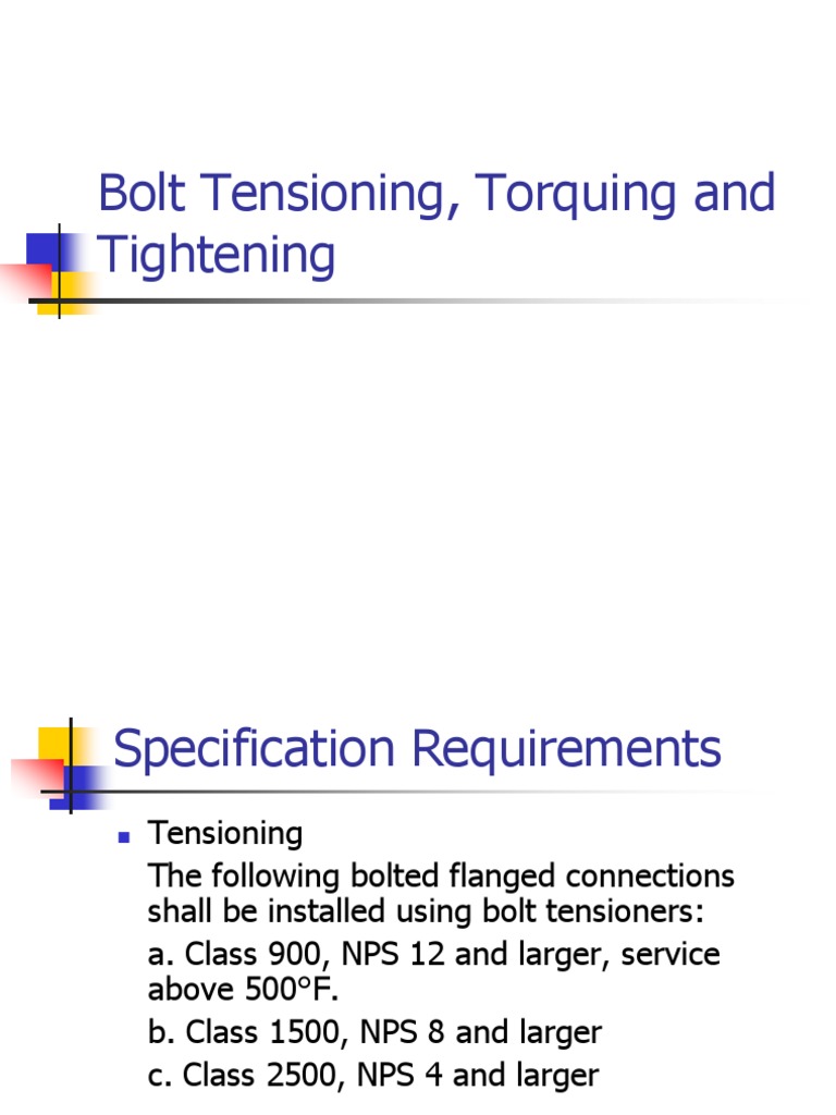 Bolt Tensioning, Torquing and Tightening | PDF | Screw | Gas Technologies
