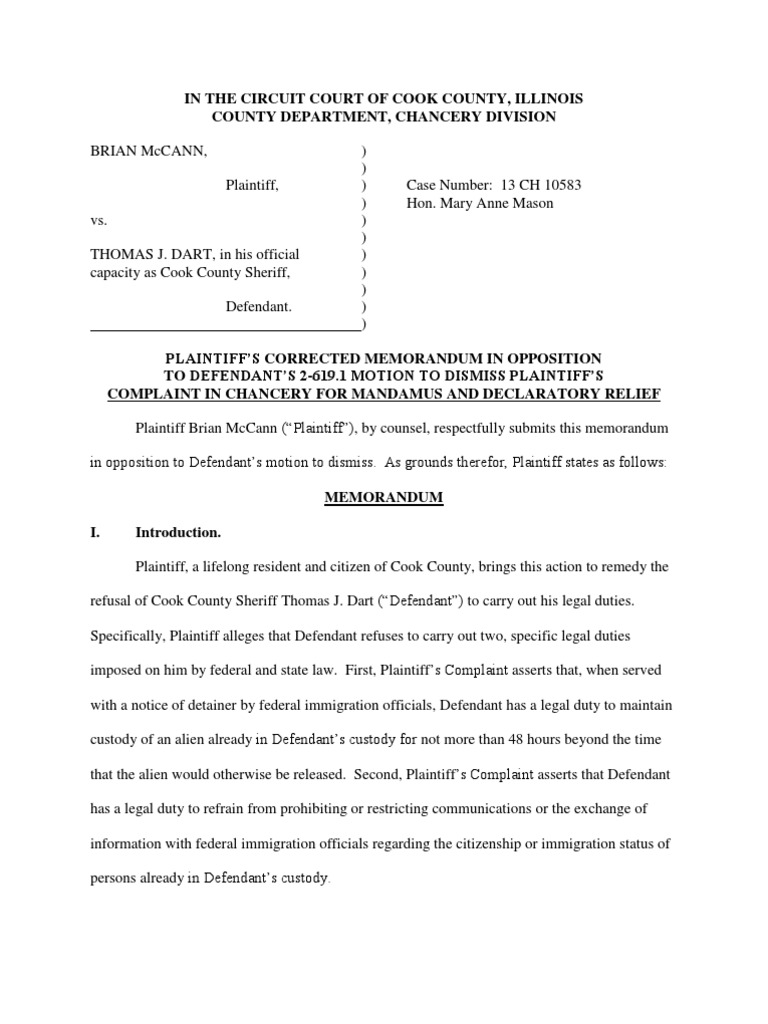 Corrected Opposition to Motion to Dismiss | Standing (Law) | Complaint