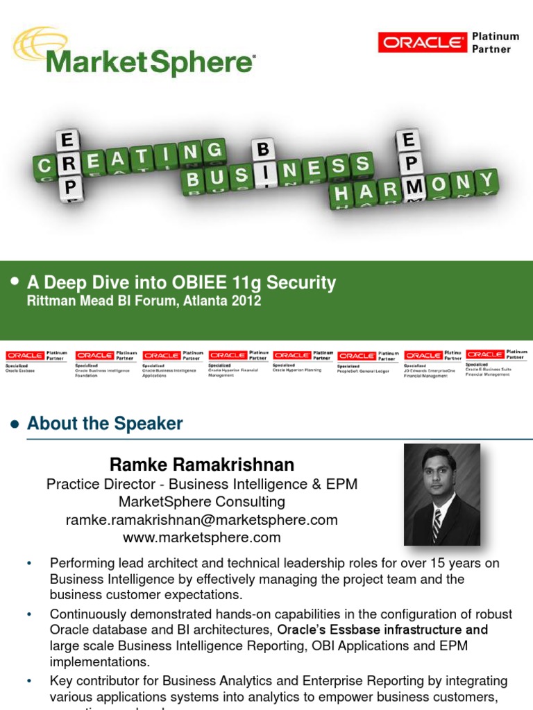 A Deep Dive Into OBIEE 11g Security (Ramakrishnana at Rittman Mead BI Forum, Atlanta 2012) | PDF ...