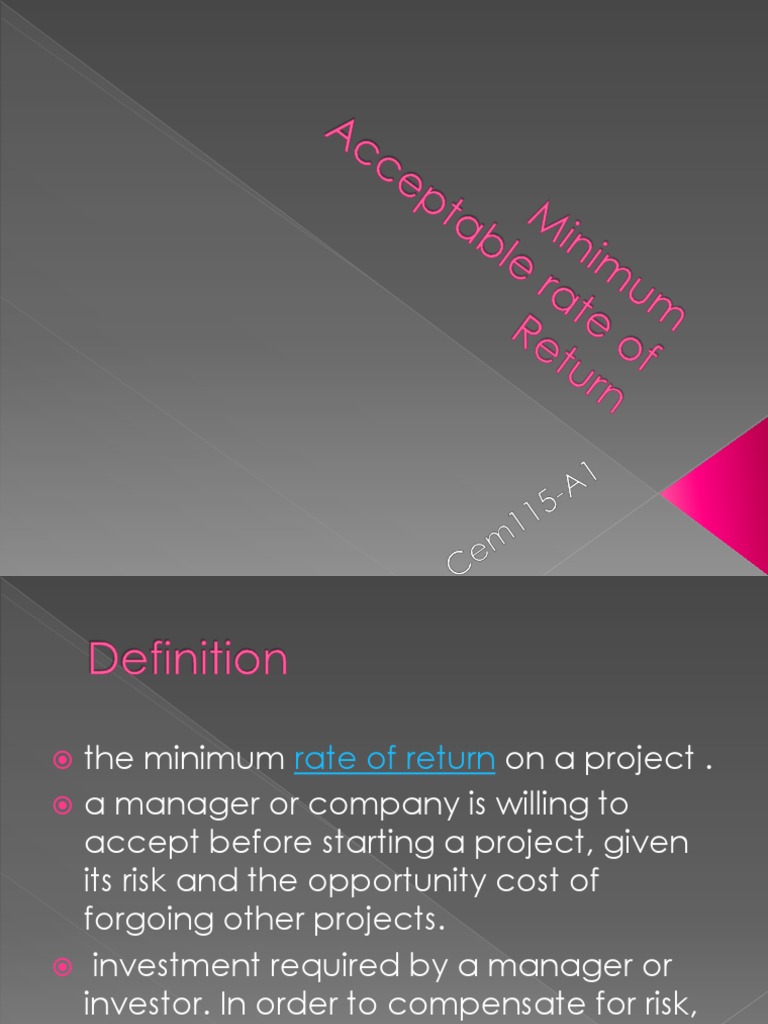 Minimum Acceptable Rate of Return | PDF | Cost Of Capital | Equity ...