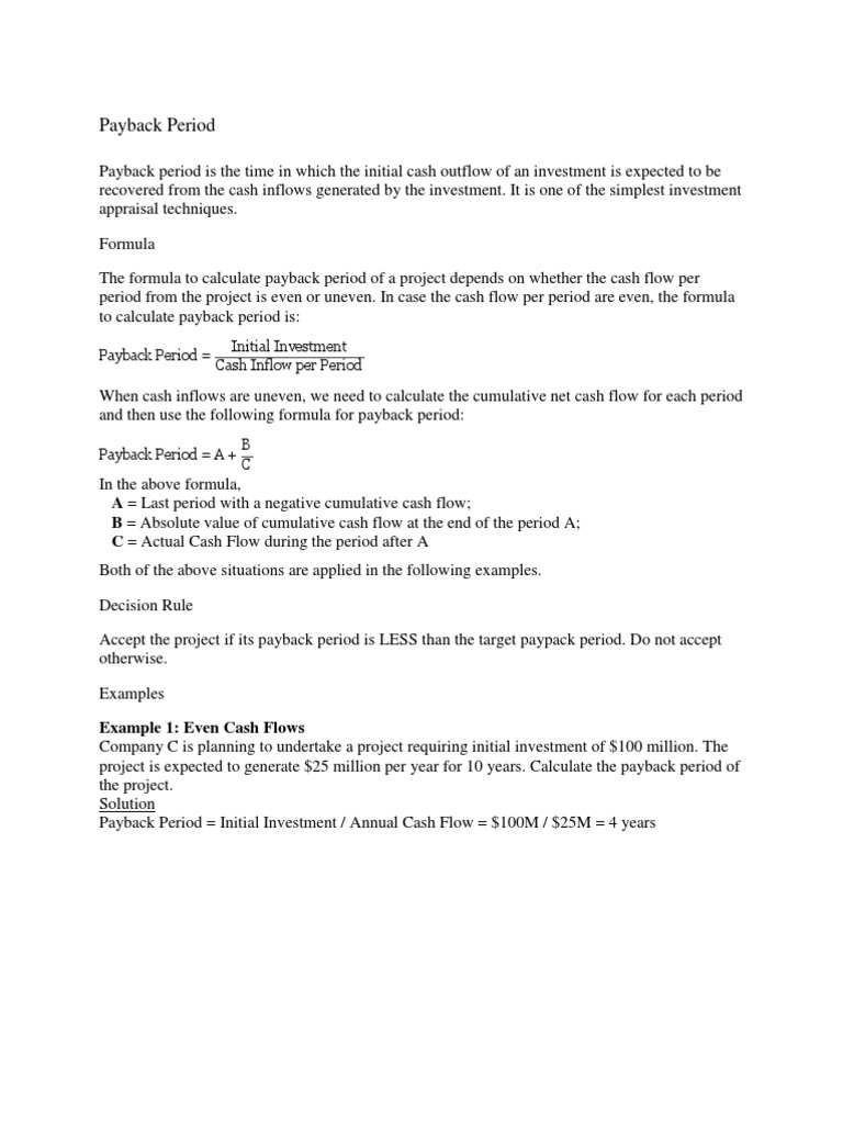 Payback Period | Download Free PDF | Financial Economics | Business ...