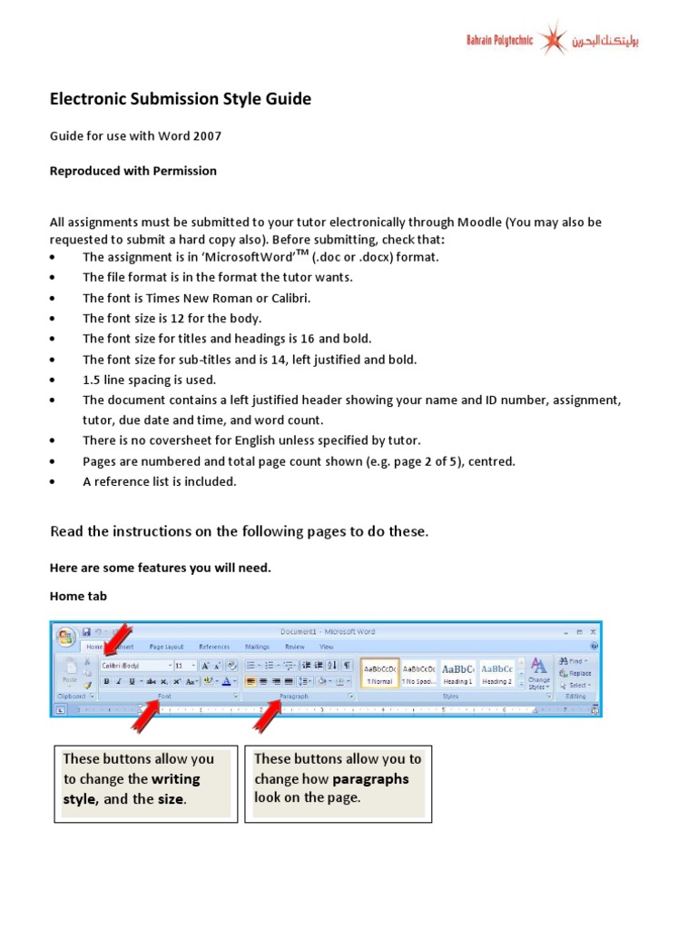 Electronic Submission Style Guide Updated 2011 | PDF | Typefaces ...