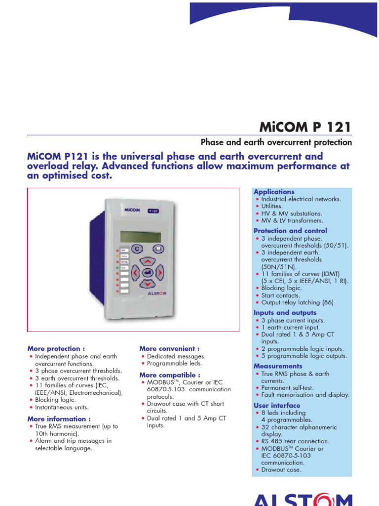 Micom P121 | PDF | Relay | Amplifier
