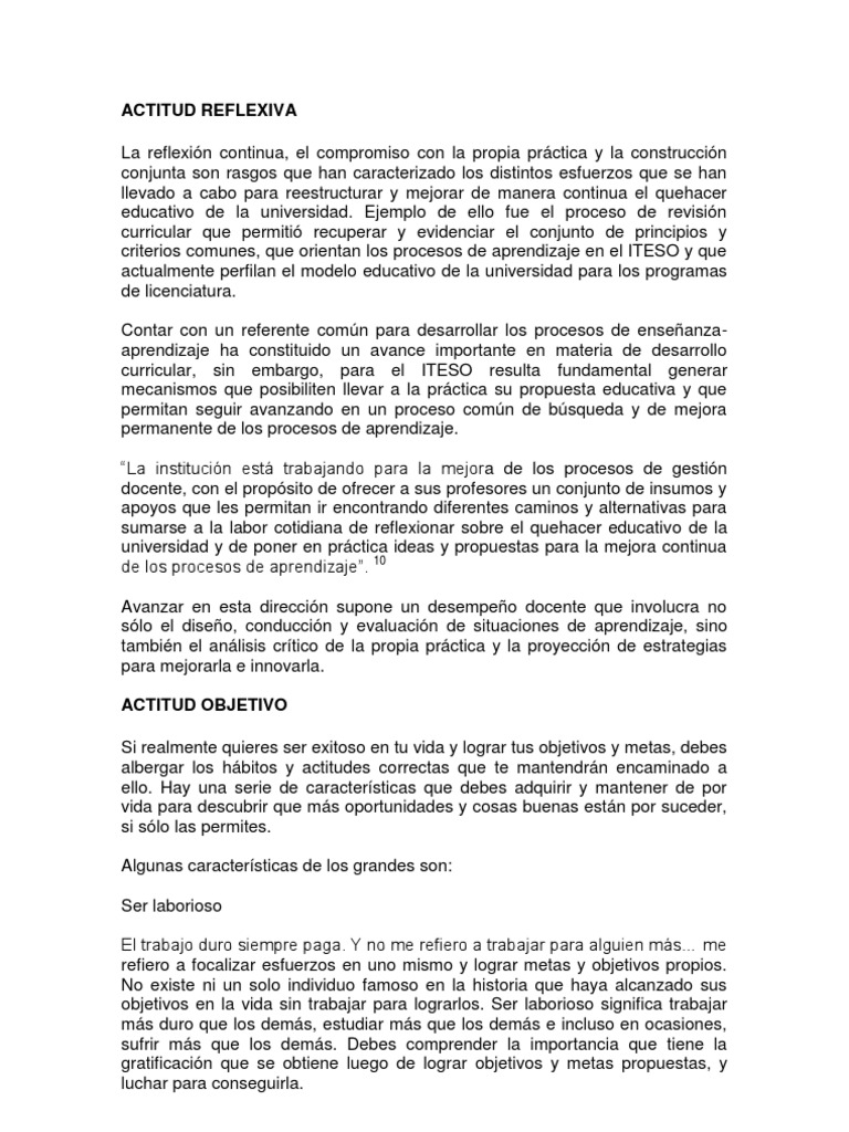 Actitud Reflexiva en la Educación | PDF | Adultos | Maestros