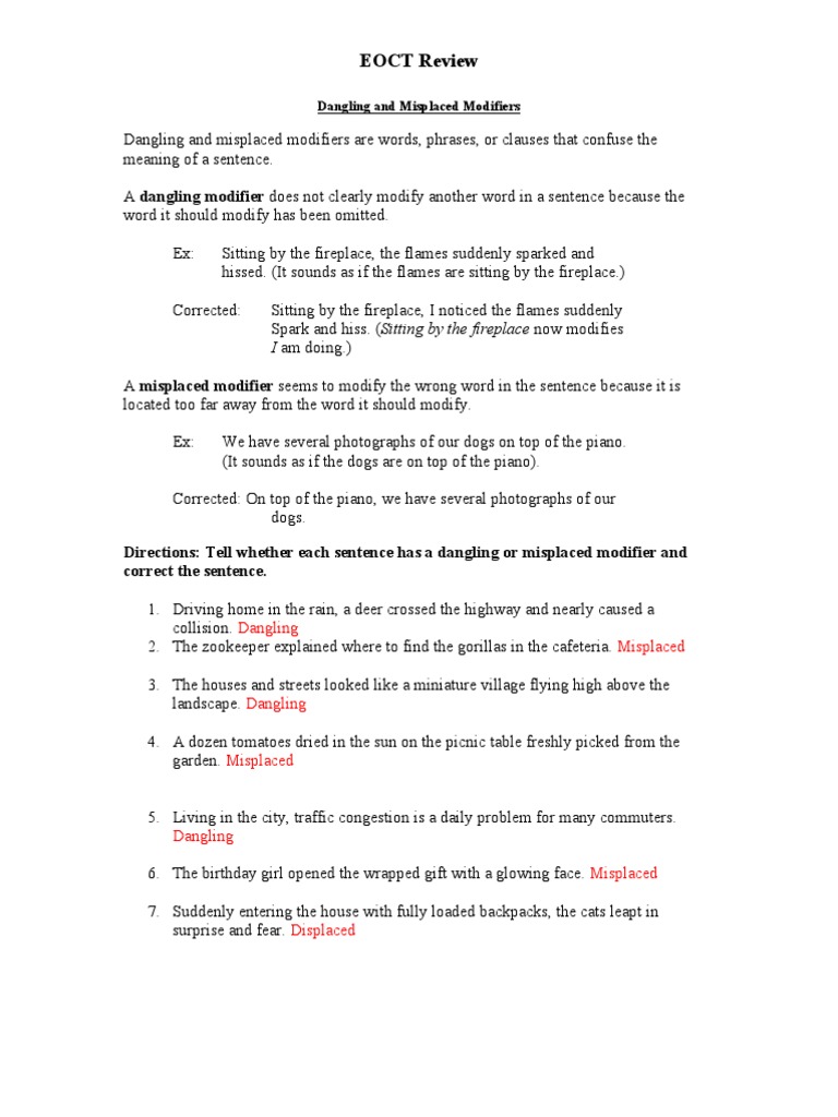 EOCT Review Answers | Clause | Subject (Grammar)