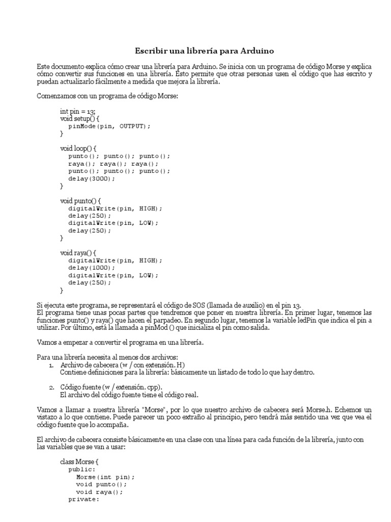 Escribir Una Librería para Arduino | PDF | Arduino | C
