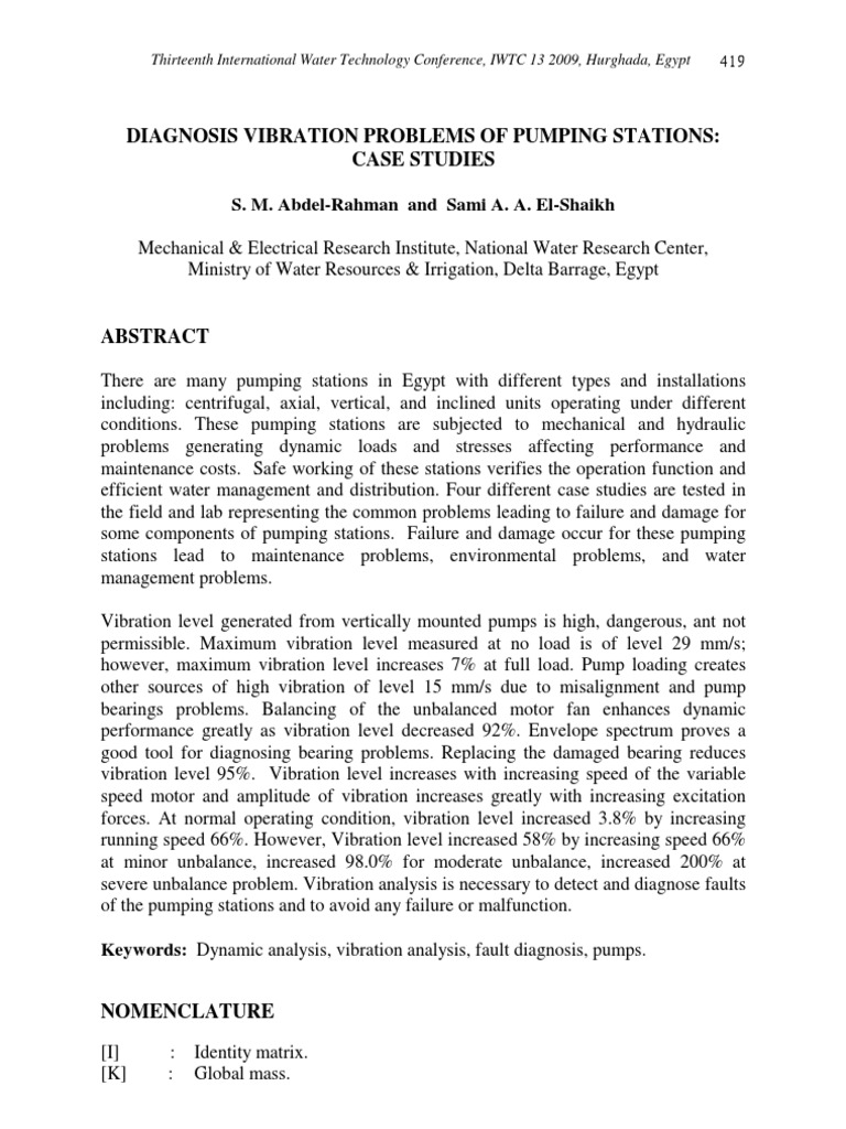 Pump Station Vibration Diagnosis | PDF