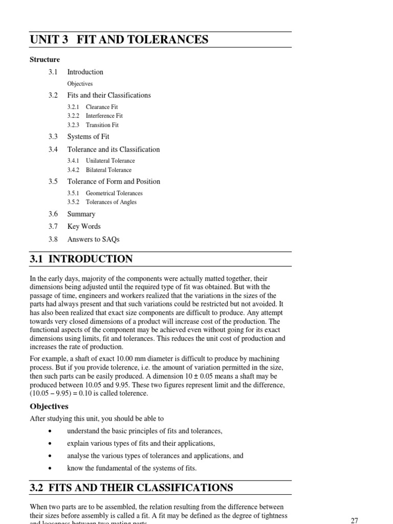 Fit and Tolerances | PDF | Engineering Tolerance | Mechanical Engineering