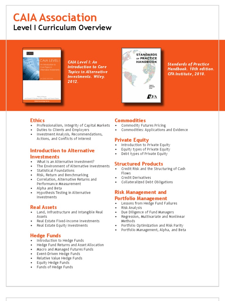 CAIA Level I & II Curriculum Overview | PDF | Hedge Fund | Investment ...