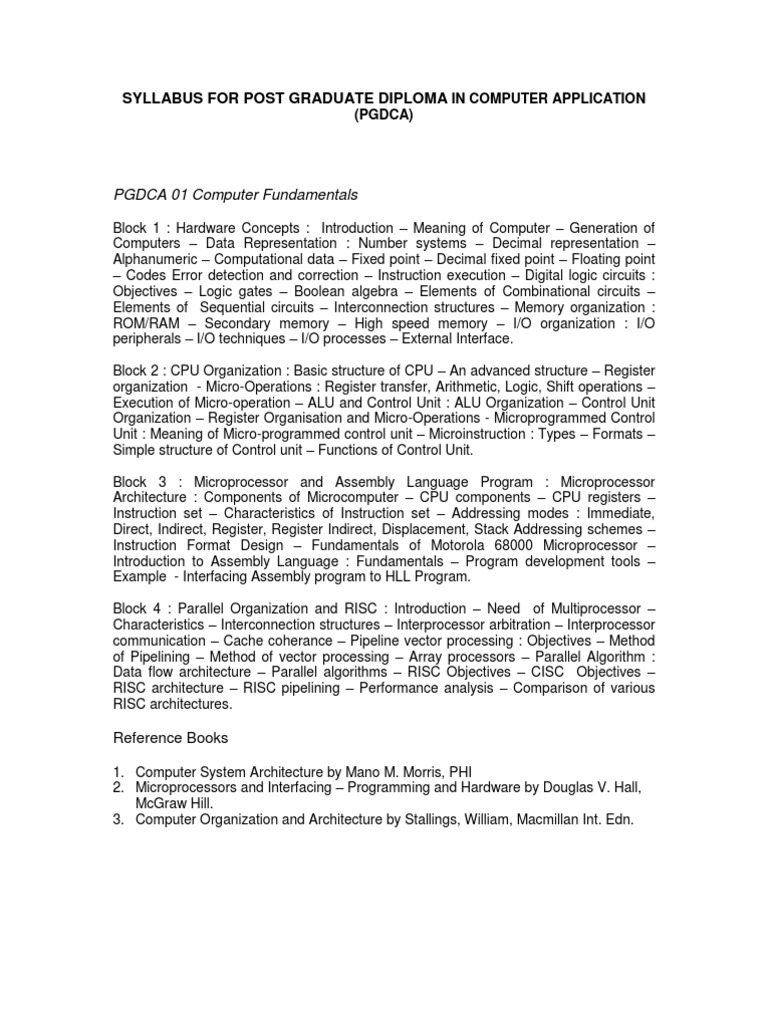 PGDCA Syllabus | PDF | C++ | C (Programming Language) PGDCA Syllabus | PDF | C++ | C (Programming Language)
