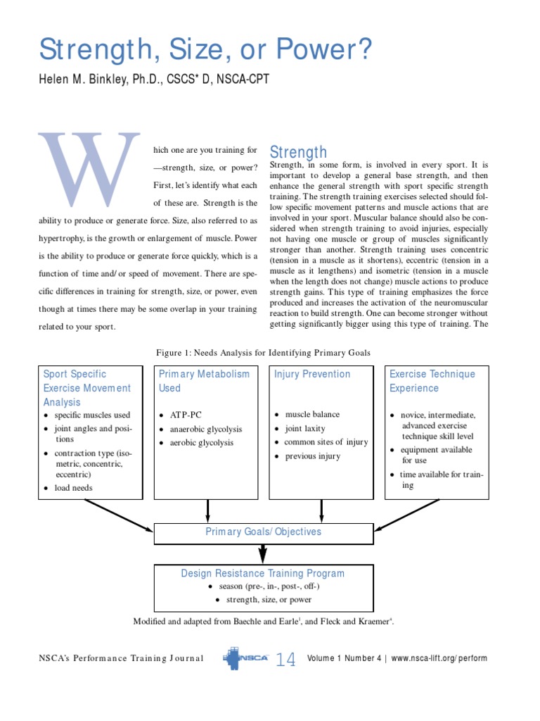 Training for Strength, Size, or Power | PDF | Strength Training ...