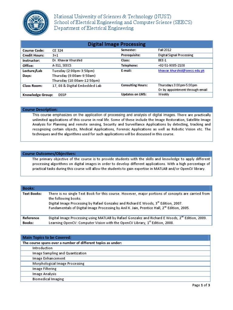 CE 324 Digital Image Processing | PDF | Data Compression | Image Segmentation