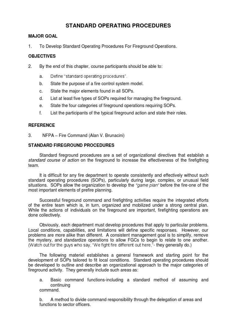 Standard Operating Procedures | Dispatcher | Firefighter