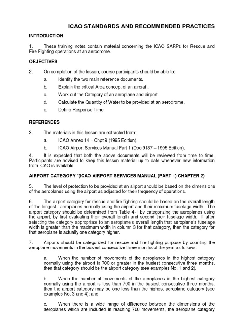 Icao Standards & Recommended Practices | Emergency Management ...