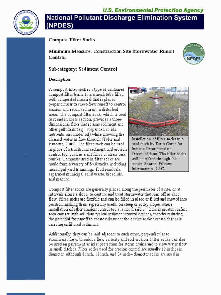 Compost Filter Sock - EPA - Detail Sheet | PDF | Stormwater | Compost