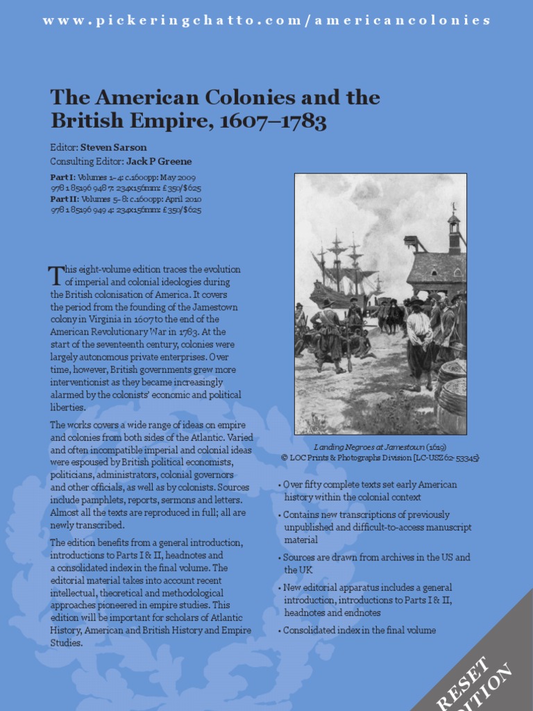 Leaflet For The American Colonies and The British Empire, 1607-1783 ...