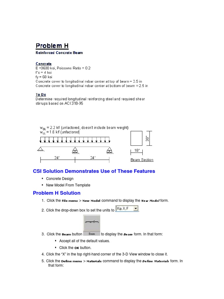 CSI Solution Demonstrates Use of These Features: File Menu New Model ...