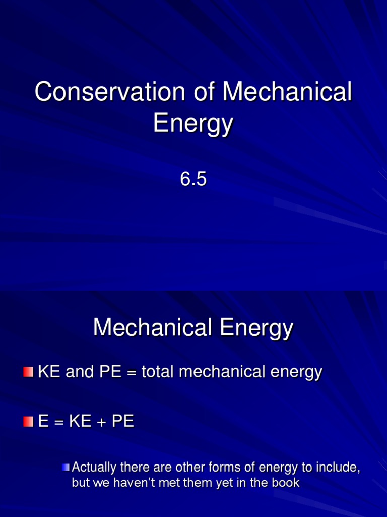 6-5 Conservation of Mechanical Energy | PDF