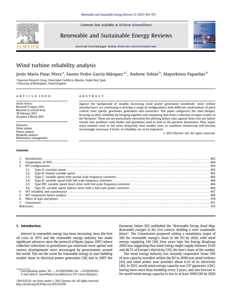 Article Wind Turbine Reliability Analysis | PDF | Wind Power ...