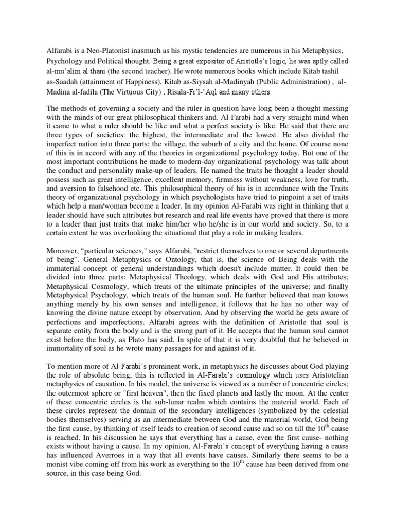 Al-Farabi | PDF | Nous | Metaphysics