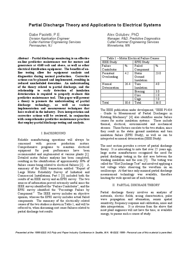 Partial Discharge | PDF | Capacitor | Insulator (Electricity)
