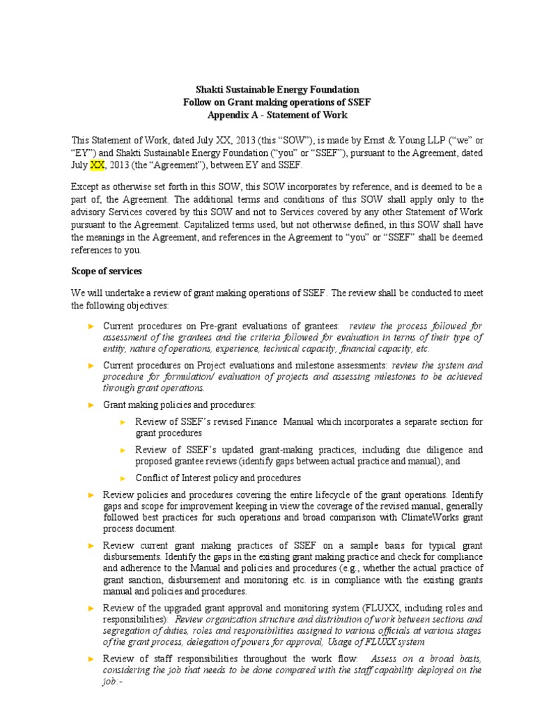 SSEF - Statement of Work | PDF | Evaluation | Taxes