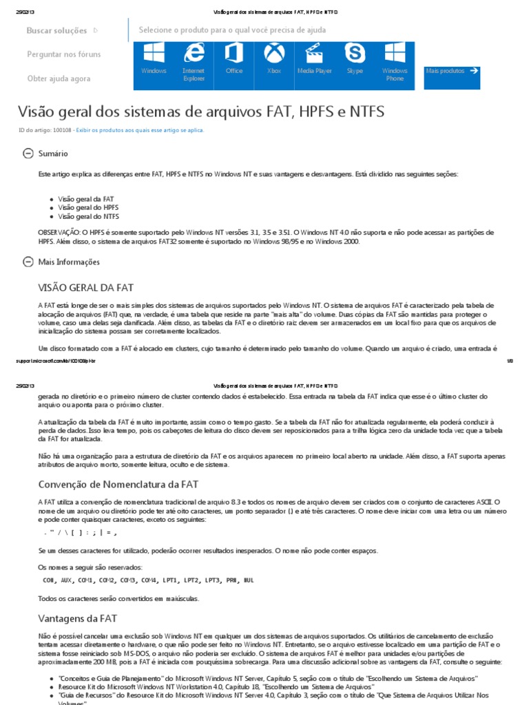 Visão Geral Dos Sistemas de Arquivos FAT, HPFS e NTFS | PDF | Drive de ...