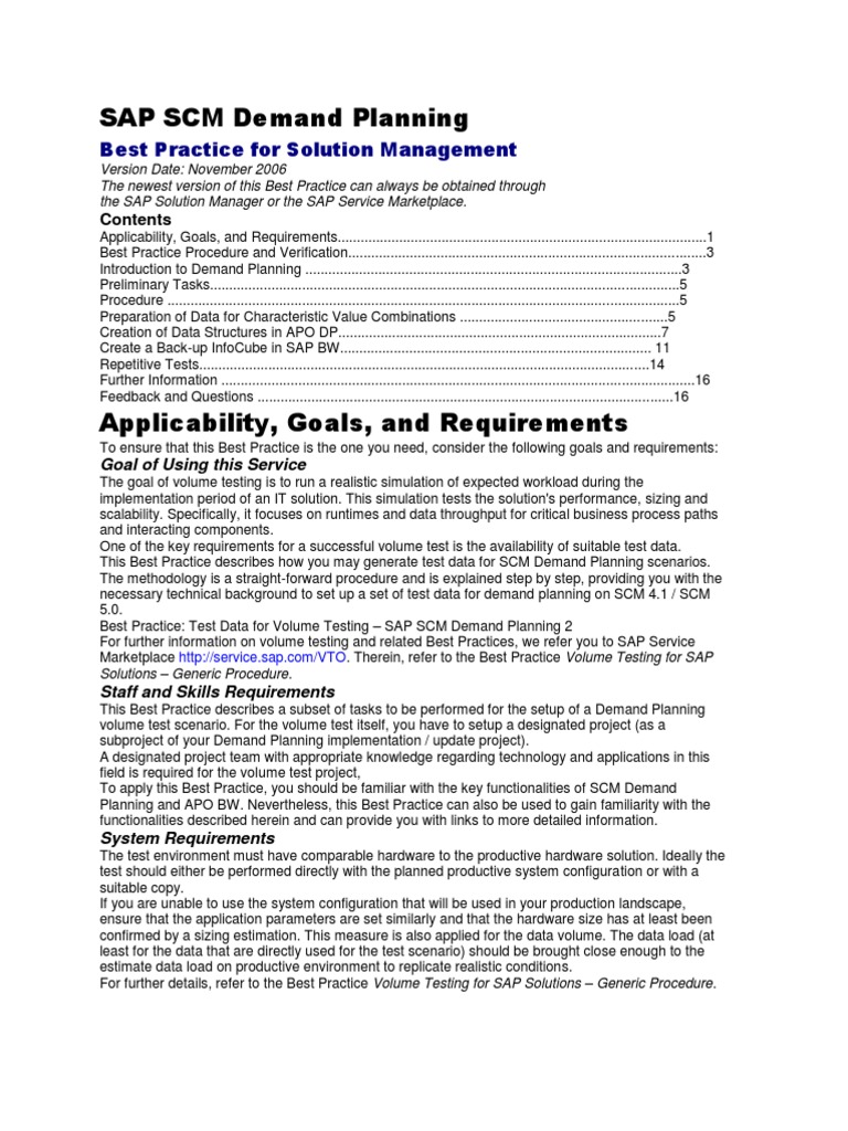 SAP SCM Demand Planning: Best Practice For Solution Management | PDF ...
