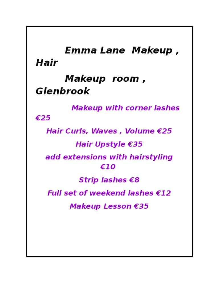 Emma Lane Makeup, Hair Makeup Room, Glenbrook | PDF | Home & Garden