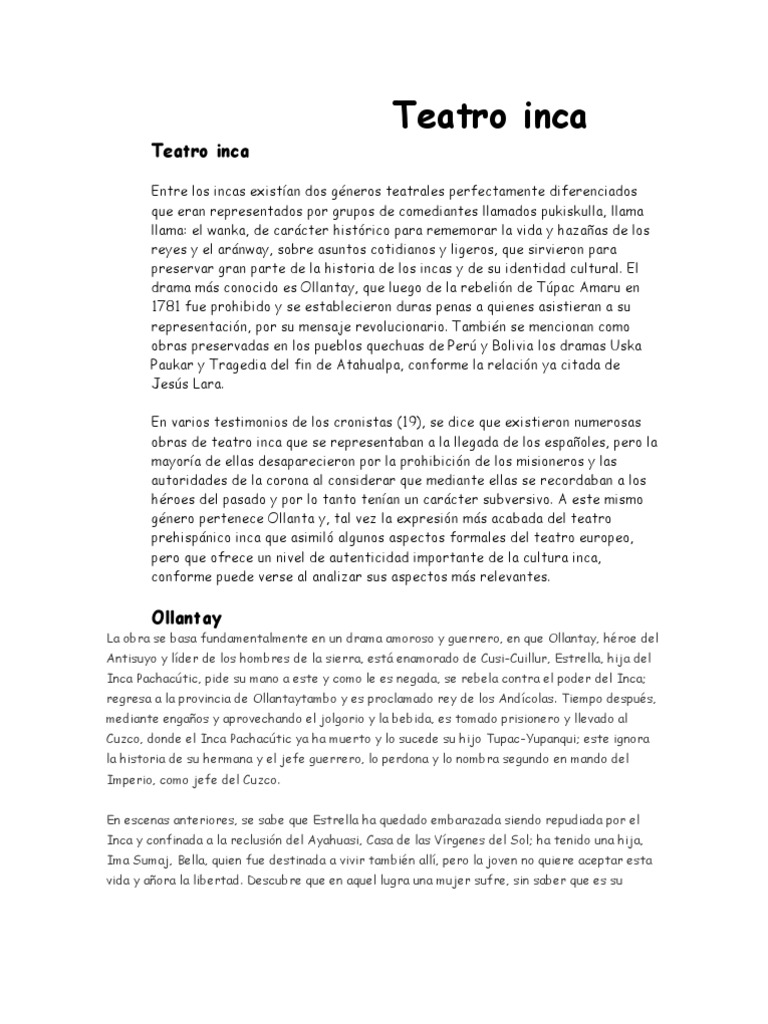 Teatro Inca | PDF | Imperio Inca | Teatro