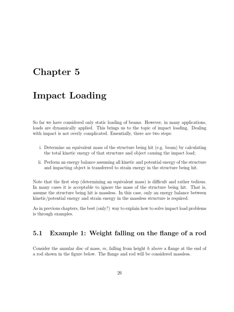 Impact Loading: 5.1 Example 1: Weight Falling On The Flange of A Rod ...