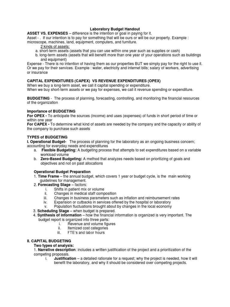 Laboratory Budgeting Essentials Guide | PDF | Capital Budgeting | Net ...