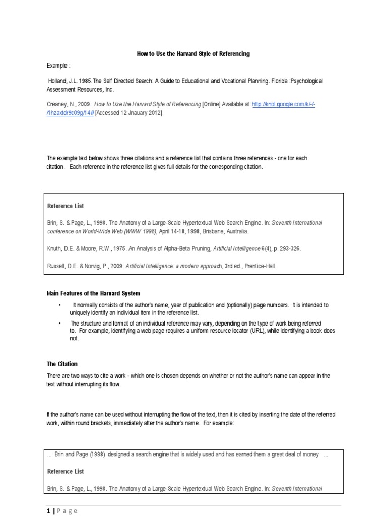 Harvard Style Referencing | PDF | Citation | Web Search Engine