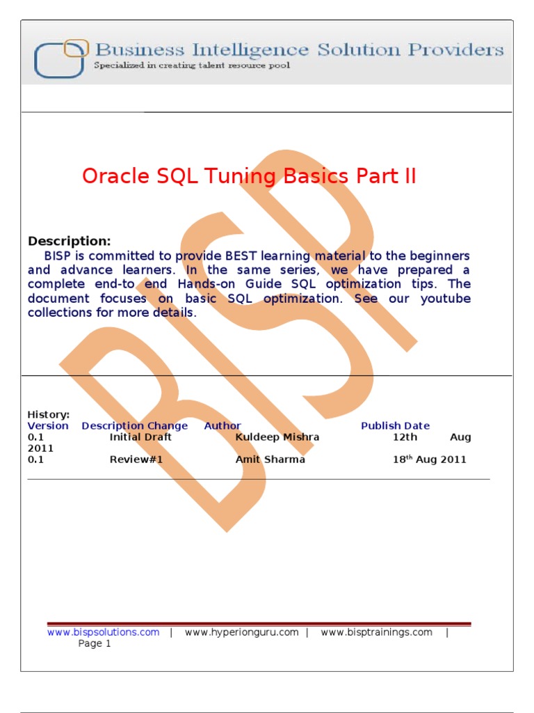 SQL Tuning Basic Part II | PDF | Database Index | Sql SQL Tuning Basic Part II | PDF | Database Index | Sql