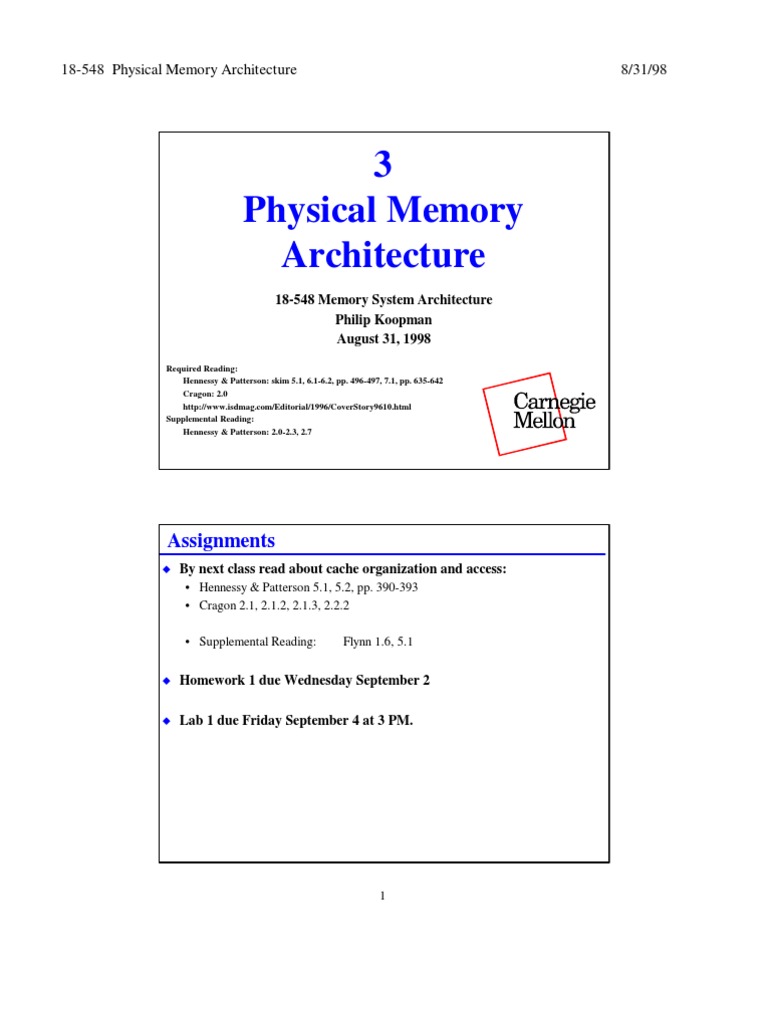 3 Physical Memory Architecture: Assignments | PDF | Cpu Cache | Computer Data Storage